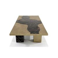 China Home Italian Luxury Living Room Furniture Natural Marble Square Stainless Steel Movable Coffee Table for sale
