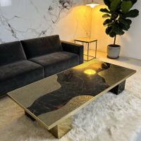 China Home Italian Luxury Living Room Furniture Natural Marble Square Stainless Steel Movable Coffee Table for sale