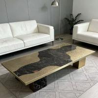 China Home Italian Luxury Living Room Furniture Natural Marble Square Stainless Steel Movable Coffee Table for sale