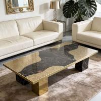 China Home Italian Luxury Living Room Furniture Natural Marble Square Stainless Steel Movable Coffee Table for sale