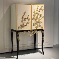 China Three Dimensional Copper Wine Cabinet Wooden Artistic Dining Side Cabinet for sale