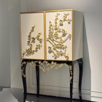 China Three Dimensional Copper Wine Cabinet Wooden Artistic Dining Side Cabinet for sale
