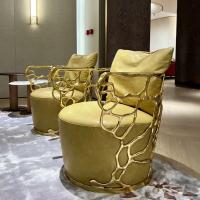 China Fine Copper Durable Velvet Sofa Chair Creative Leisure Metal Design for Home for sale