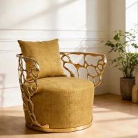 China Fine Copper Durable Velvet Sofa Chair Creative Leisure Metal Design for Home for sale