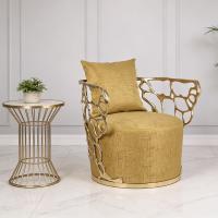 China Fine Copper Durable Velvet Sofa Chair Creative Leisure Metal Design for Home for sale