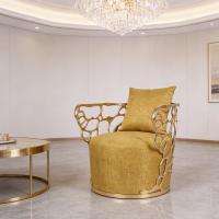 China Fine Copper Durable Velvet Sofa Chair Creative Leisure Metal Design for Home for sale