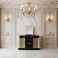 China Freestanding Adjustable Dressing Table Stainless Steel Jewelry Cabinet LED Mirror for sale