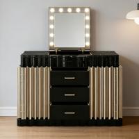 China Freestanding Adjustable Dressing Table Stainless Steel Jewelry Cabinet LED Mirror for sale