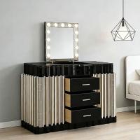 China Freestanding Adjustable Dressing Table Stainless Steel Jewelry Cabinet LED Mirror for sale