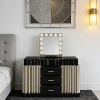 China Freestanding Adjustable Dressing Table Stainless Steel Jewelry Cabinet LED Mirror for sale