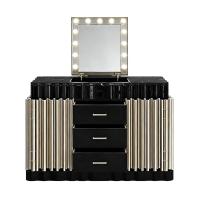 China Freestanding Adjustable Dressing Table Stainless Steel Jewelry Cabinet LED Mirror for sale