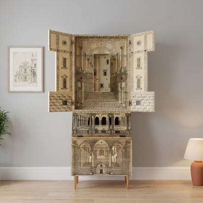 China Hand Painted Solid Wood Wine Cabinet Artistic Modern Hotel Display Design for sale