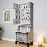 China Hand Painted Solid Wood Wine Cabinet Artistic Modern Hotel Display Design for sale