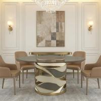 China Marble Round Table Modern Design Stainless Steel Tempered Glass Dining Furniture for sale