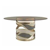 China Marble Round Table Modern Design Stainless Steel Tempered Glass Dining Furniture for sale