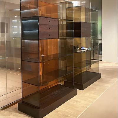 China Minimalist Glass Display Cabinet Pink Transparent Creative Designer Storage for sale