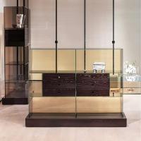 China Minimalist Glass Display Cabinet Pink Transparent Creative Designer Storage for sale