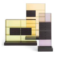 China Minimalist Glass Display Cabinet Pink Transparent Creative Designer Storage for sale