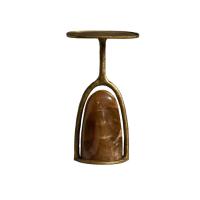 China Copper Round Side Table Marble Top Small Coffee Table Italian Design Movable for sale