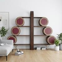 China Open Storage Rack Rotating Door Bookshelf Light Luxury Wooden Irregular Multi Layer Home Decor Display for sale