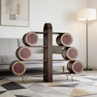China Open Storage Rack Rotating Door Bookshelf Light Luxury Wooden Irregular Multi Layer Home Decor Display for sale