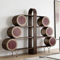 China Open Storage Rack Rotating Door Bookshelf Light Luxury Wooden Irregular Multi Layer Home Decor Display for sale