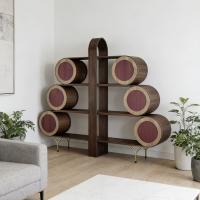 China Open Storage Rack Rotating Door Bookshelf Light Luxury Wooden Irregular Multi Layer Home Decor Display for sale