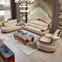 China Ebony Wood Genuine Leather Sofa Set New Chinese Style Solid Wood Design for sale