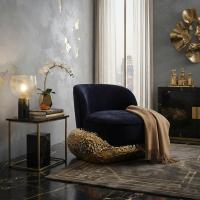 China Black Velvet Fabric Sofa Set Metal Brass Trim Elegant Hotel Apartment Design for sale