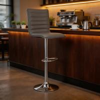 China Adjustable Swivel Bar Stool Backrest Leather Seat Polished Metal Counter Chair for Home Cafe for sale