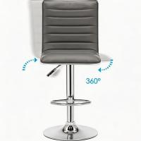 China Adjustable Swivel Bar Stool Backrest Leather Seat Polished Metal Counter Chair for Home Cafe for sale