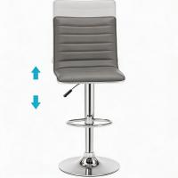 China Adjustable Swivel Bar Stool Backrest Leather Seat Polished Metal Counter Chair for Home Cafe for sale