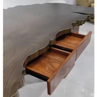 China Villa Style Durable Wooden Desk Artistic Tree Pattern Etching Drawer Design Luxury Office Table for sale