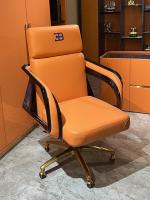 China Solid Wood Corner Computer Desk Italian Style Bechetti Leather Office Chair Set Adjustable Height for sale