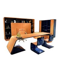 China Solid Wood Corner Computer Desk Italian Style Bechetti Leather Office Chair Set Adjustable Height for sale