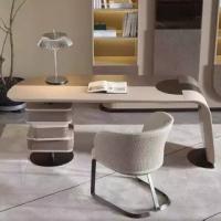 China Modern office furniture - Italian luxury wooden boss desk and chair set with curved storage drawers. Designer-level luxurious office desk for sale