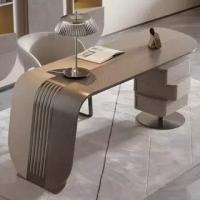 China Modern office furniture - Italian luxury wooden boss desk and chair set with curved storage drawers. Designer-level luxurious office desk for sale