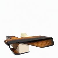 China High End Solid Wood Burl Lacquer Executive Desk Curved Edge Side Cabinet Storage Italian Luxury for Villa for sale