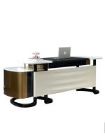 China Modern Office Furniture Italian minimalist wooden computer study desk with wired management design office table that is foldable for sale