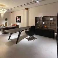 China Modern Office Furniture Italian Light Luxury Corner Desk Movable Drawer Solid Wood Baked Lacquer Finish CEO Office Table for sale