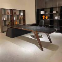 China Modern Office Furniture Italian Light Luxury Corner Desk Movable Drawer Solid Wood Baked Lacquer Finish CEO Office Table for sale