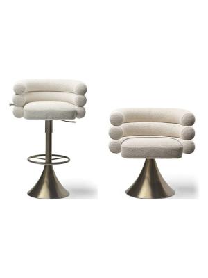 China Light Luxury Italian Stainless Steel Bar Stool Adjustable Height Rotating Casual Backrest for sale