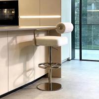China Modern Fabric Bar Stool Metal Frame Light Luxury Black White Geometric Pattern for Home Kitchen for sale