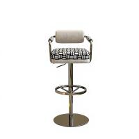 China Modern Fabric Bar Stool Metal Frame Light Luxury Black White Geometric Pattern for Home Kitchen for sale