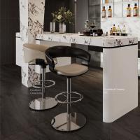 China Gas Lift Adjustable Bar Stool Polished Stainless Steel Frame Commercial Backrest for Cafe Restaurant for sale