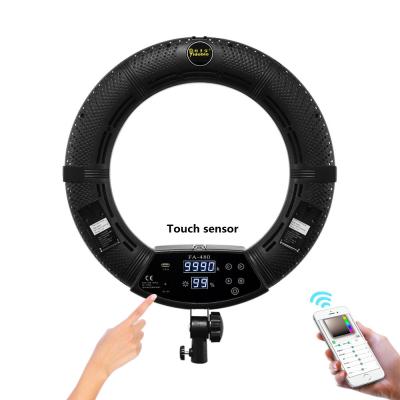 China FA-480II 96W LED Ring Light with Touch Screen Control, 2800-9990K Color Temperature and Bluetooth App for sale