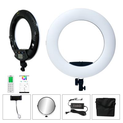 China FC-480 18 Inch RGB LED Ring Light 96W 2800-9990K CCT with Tripod Stand for Professional Video for sale
