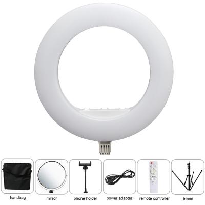 China Hollow Circle LX-480S 18 Inch LED Ring Light 48W 4800lm with Tripod Stand and Bluetooth Remote for sale