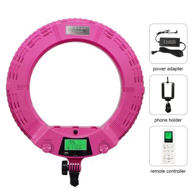 China 18'' 45cm LED makeup Selfie Ring Light Bi Color 18 Inch with lcd screen wireless remote control for sale