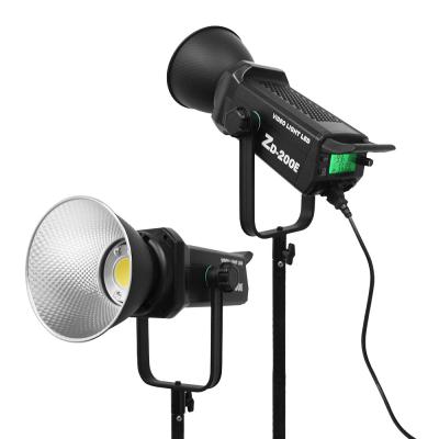 China ZD-200E 200W Dimmable Bi-Color LED Studio Spotlight 2700K-7500K with Softbox and DMX Control for sale